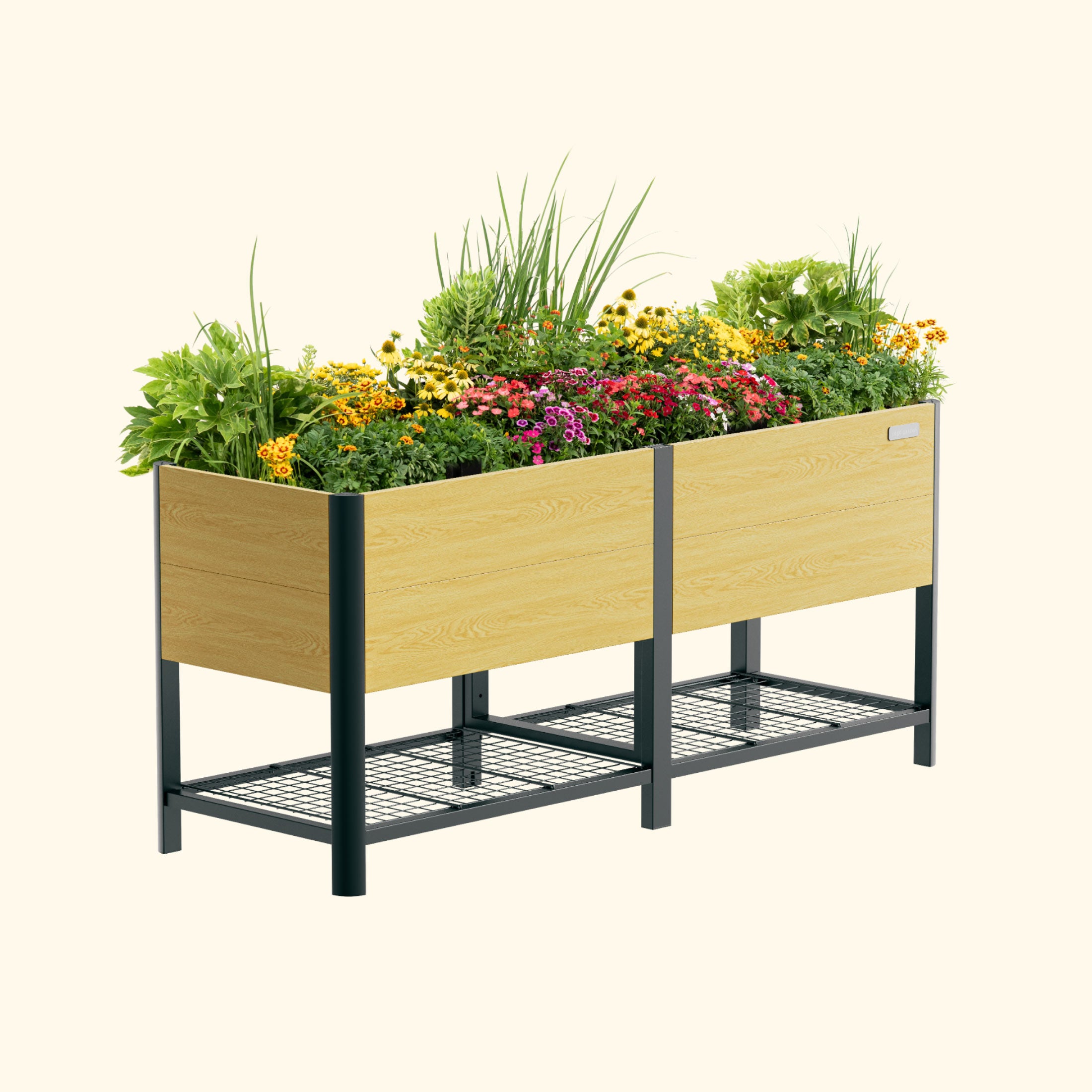 Woodgrain Elevated Garden Bed 2x6 ft - Modern & Decorative | Vego Garden