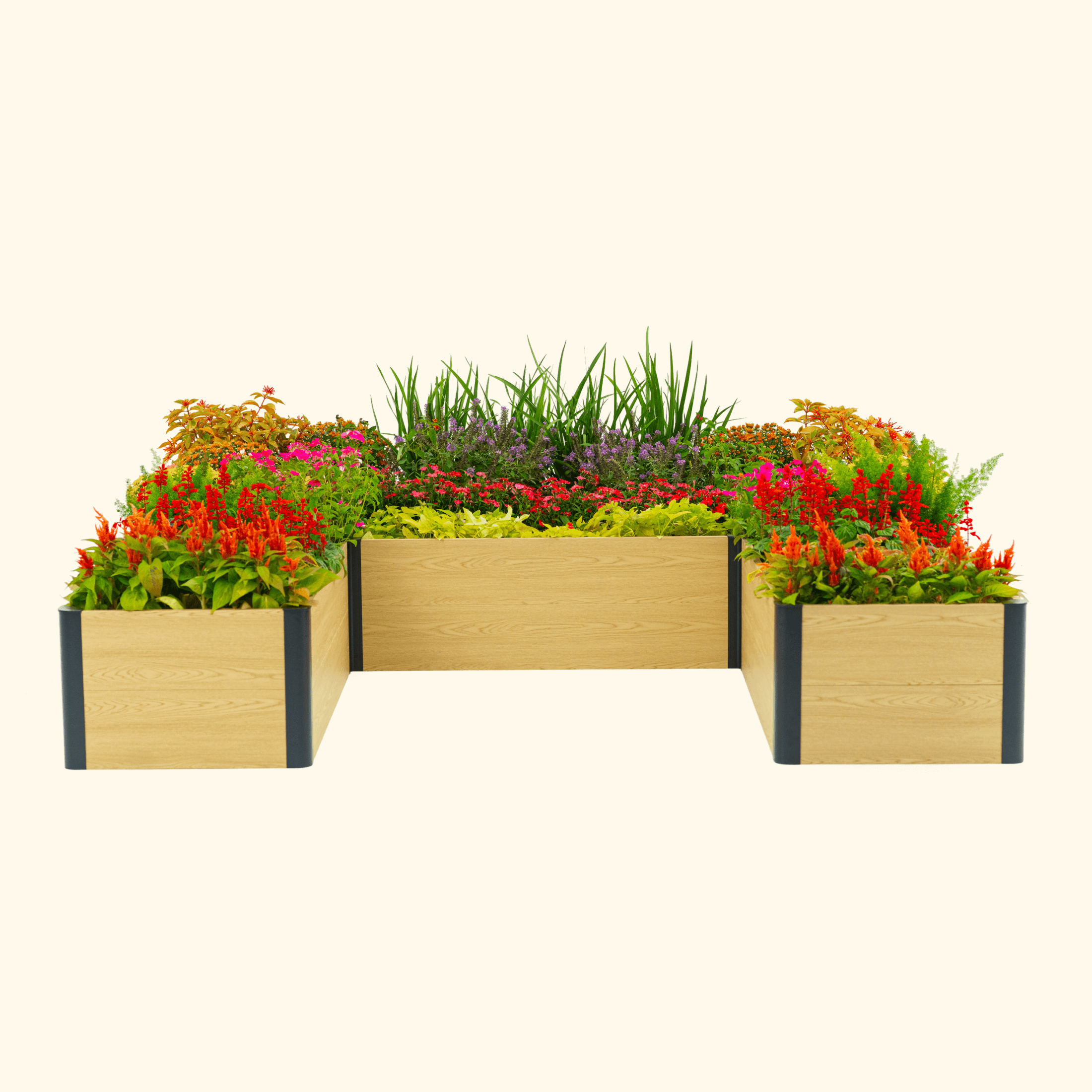 U-Shaped Wood Grain Raised Garden Bed | Corner Planter - Vego Garden