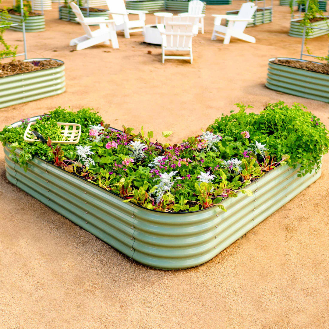 17" Tall L-Shaped Raised Garden Bed Kit Large Size | Vego Garden