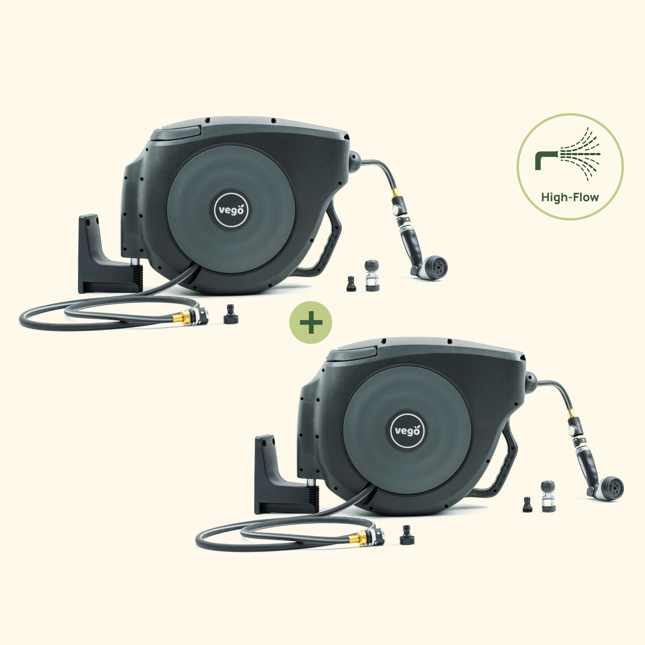 2-Pack Hi-Flow Retractable Hose Reel Set